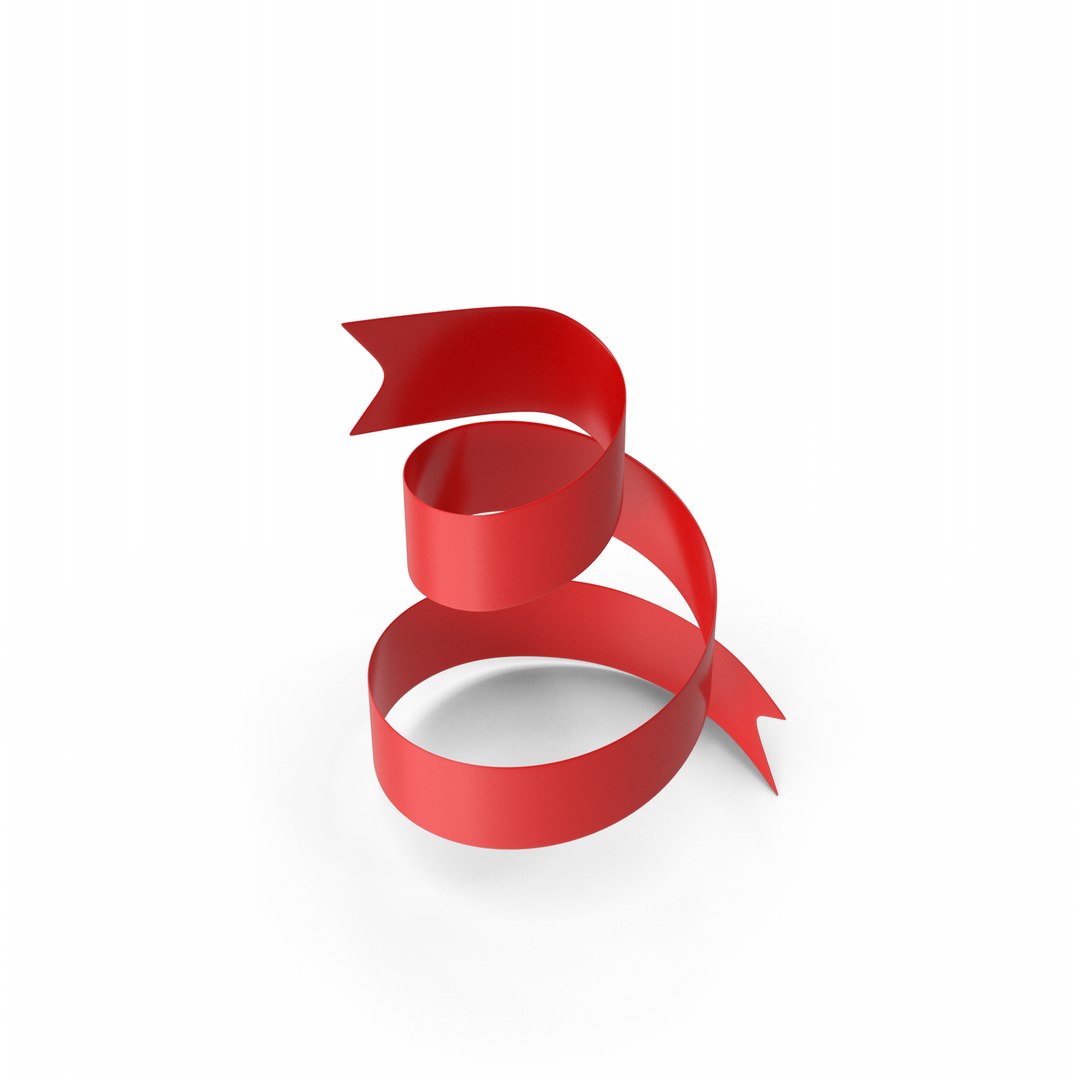 3D Model Red Curly Ribbon - TurboSquid 2028079