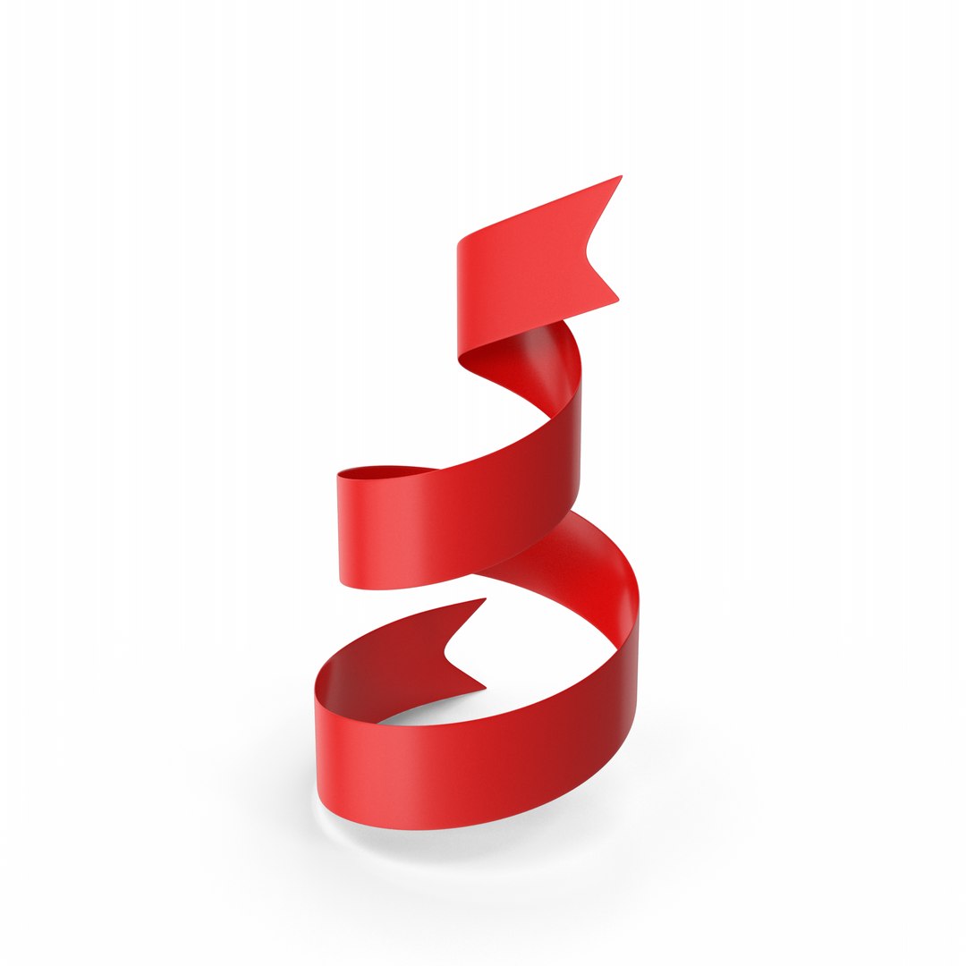 3D Model Red Curly Ribbon - TurboSquid 2028079