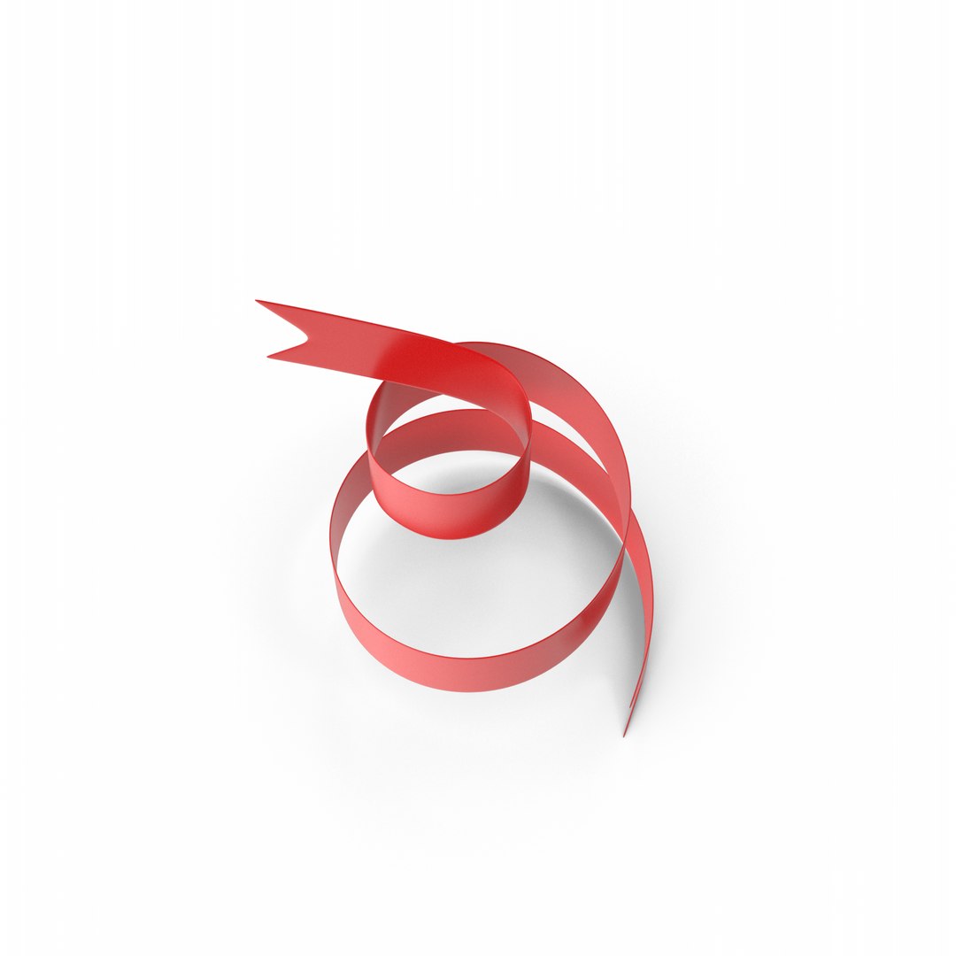 3D Model Red Curly Ribbon - TurboSquid 2028079