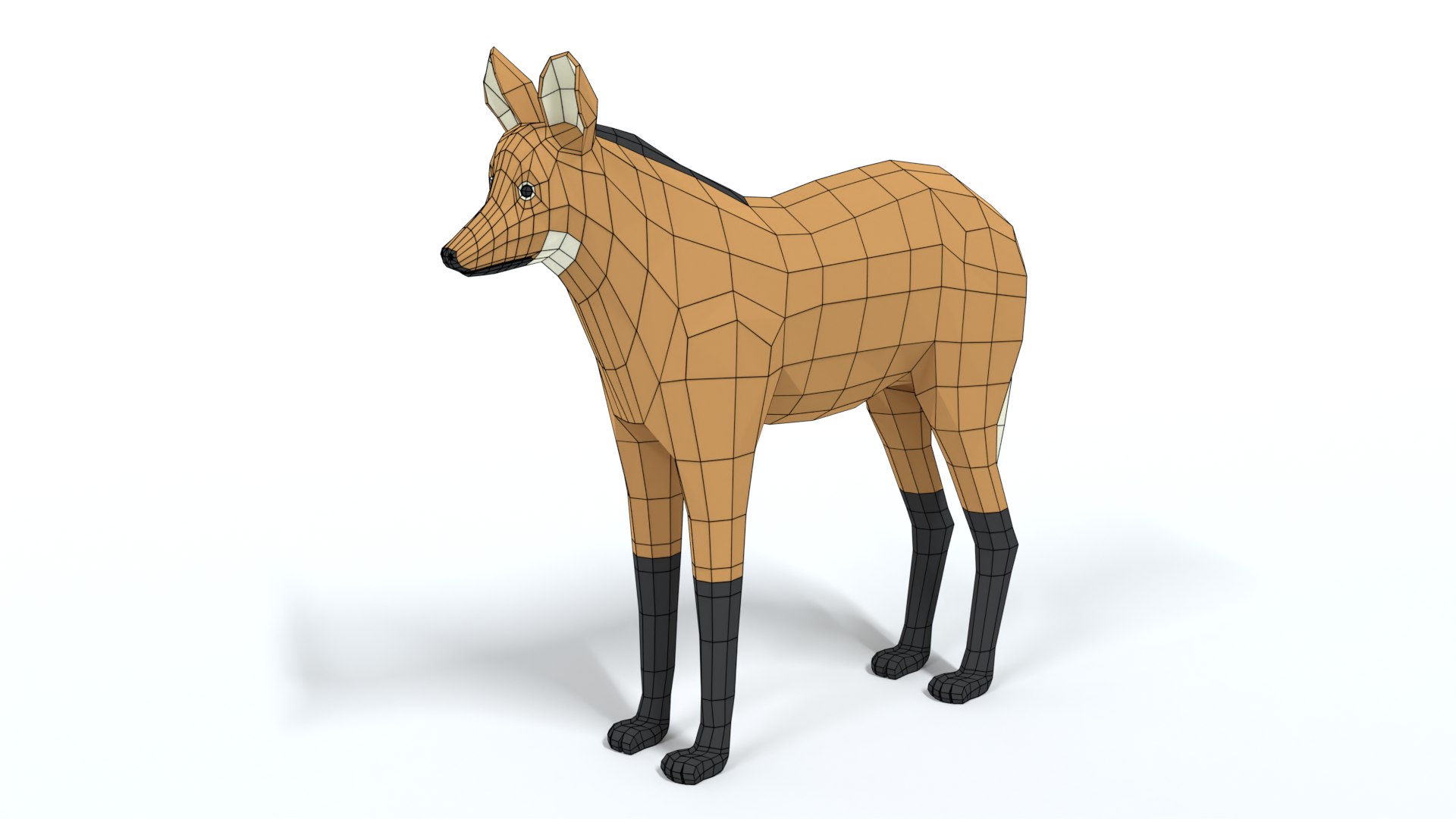 Low Poly Cartoon Maned Wolf model - TurboSquid 1733279