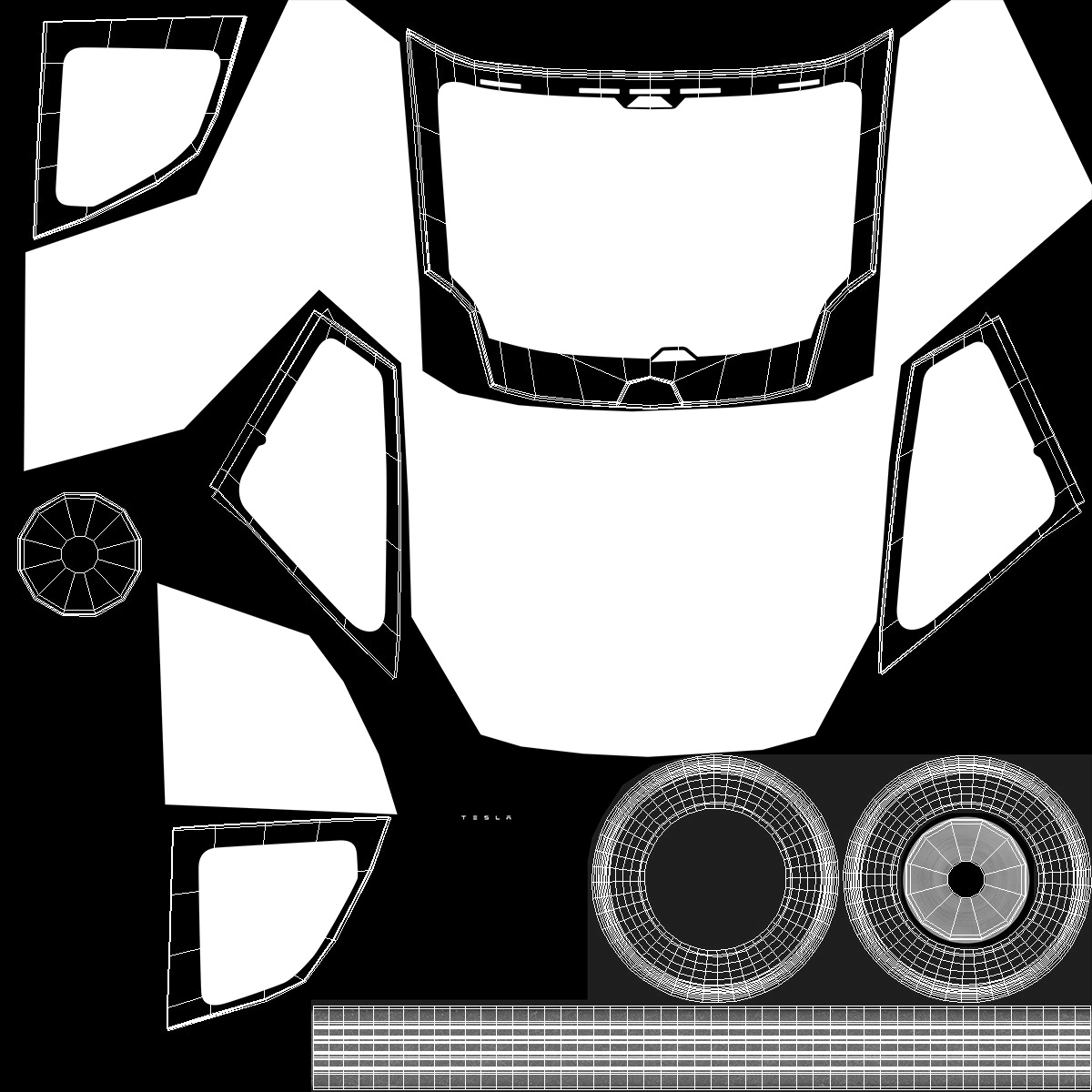 3D модель Тяжелый полуприцеп Tesla с установленным грузовым прицепом ...