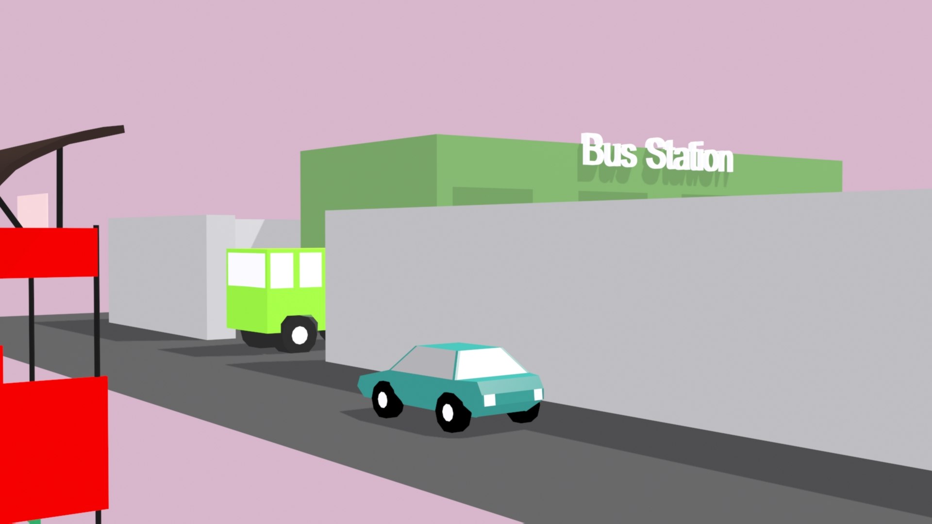 3D Cartoon Bus Stop And Bus Station - TurboSquid 2106685