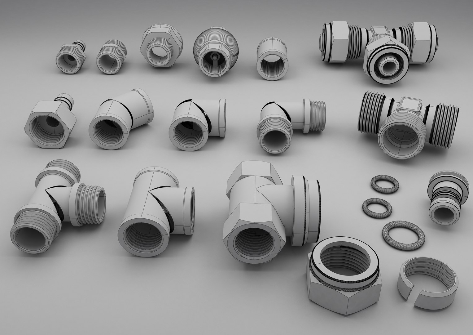 Threaded Fittings Pipe Industrial 3D Model - TurboSquid 1322011
