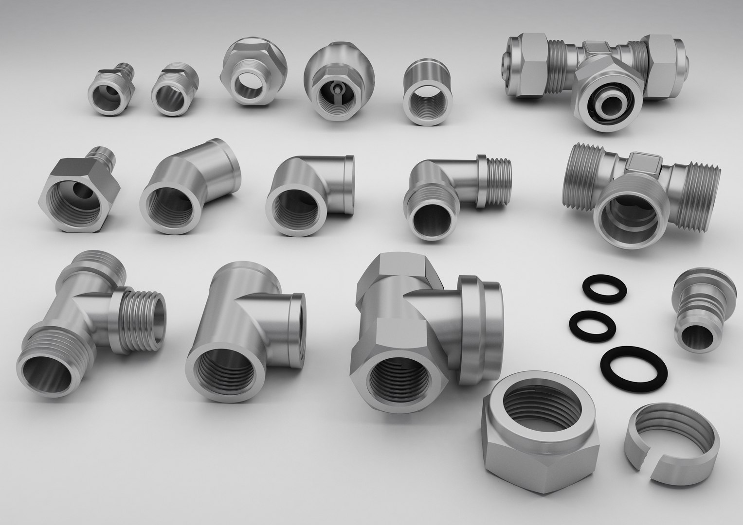 Threaded Fittings Pipe Industrial 3D Model - TurboSquid 1322011