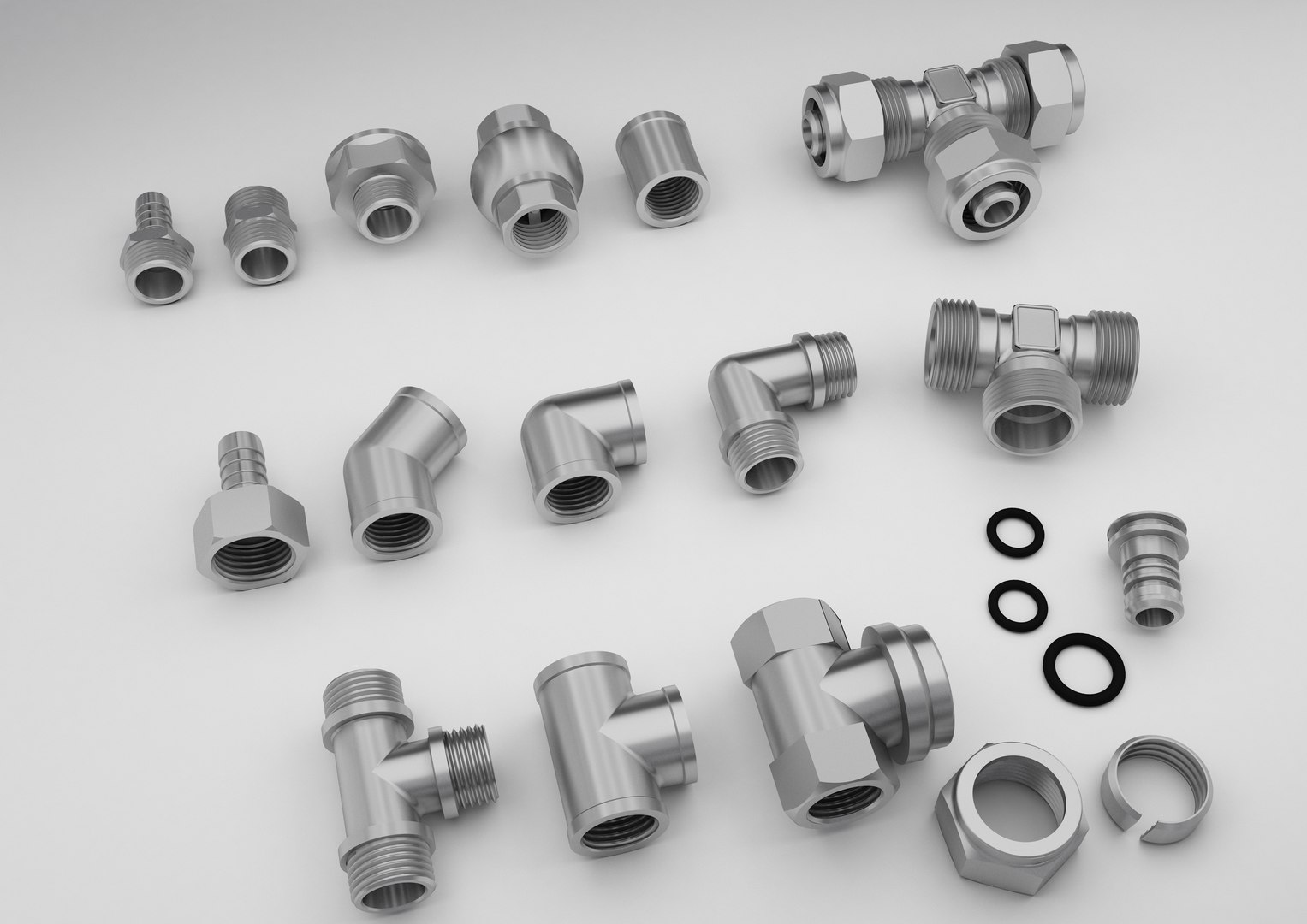 Threaded Fittings Pipe Industrial 3D Model - TurboSquid 1322011