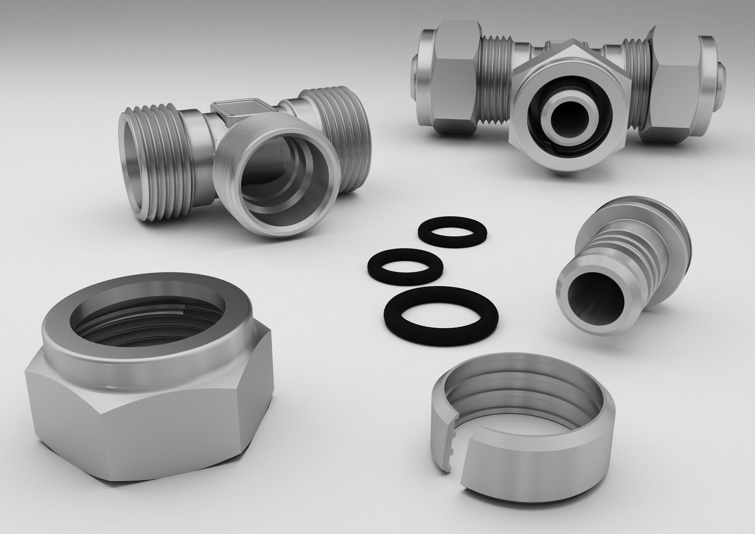 Threaded Fittings Pipe Industrial 3D Model - TurboSquid 1322011