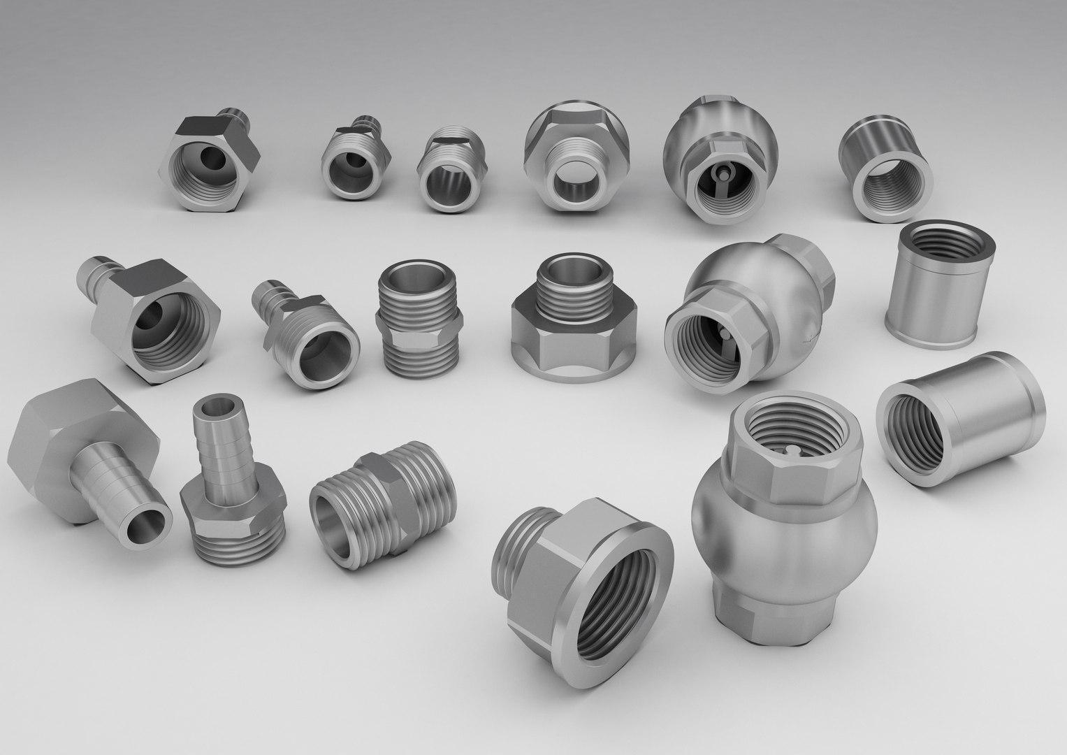 Threaded Fittings Pipe Industrial 3D Model - TurboSquid 1322011