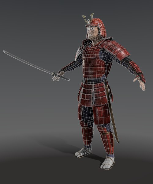 3d samurai character games model