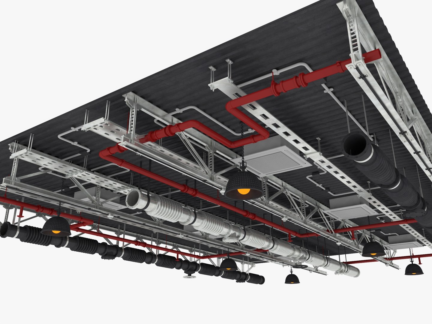 3D Ceiling Ventilation Pipes 4 model - TurboSquid 2108450