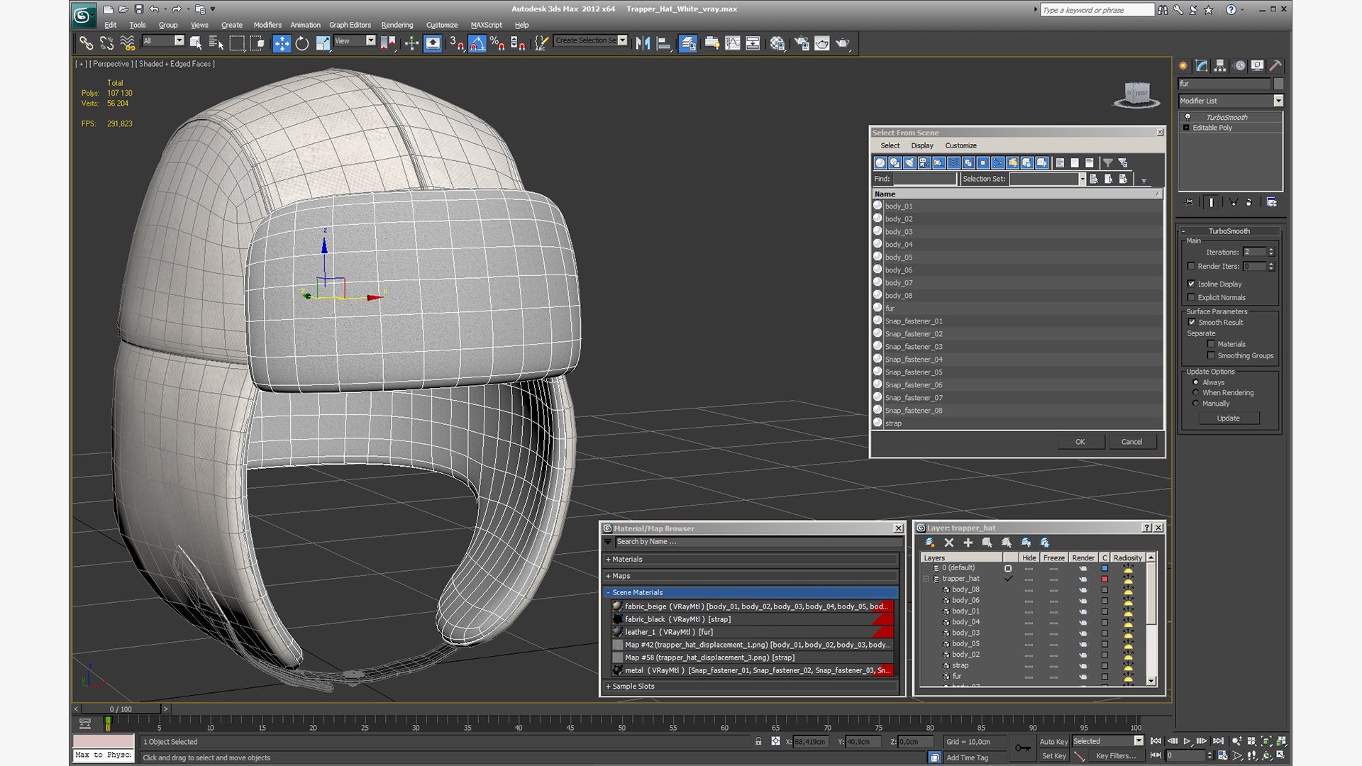 Trapper Hat White 3D Model - TurboSquid 1430459