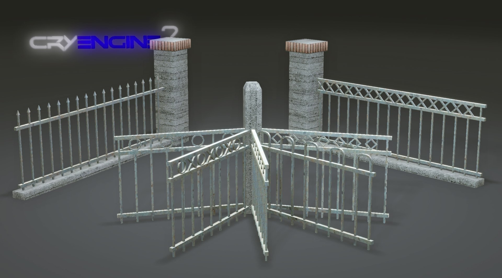 Free Pack Metal Fences Games 3d Model