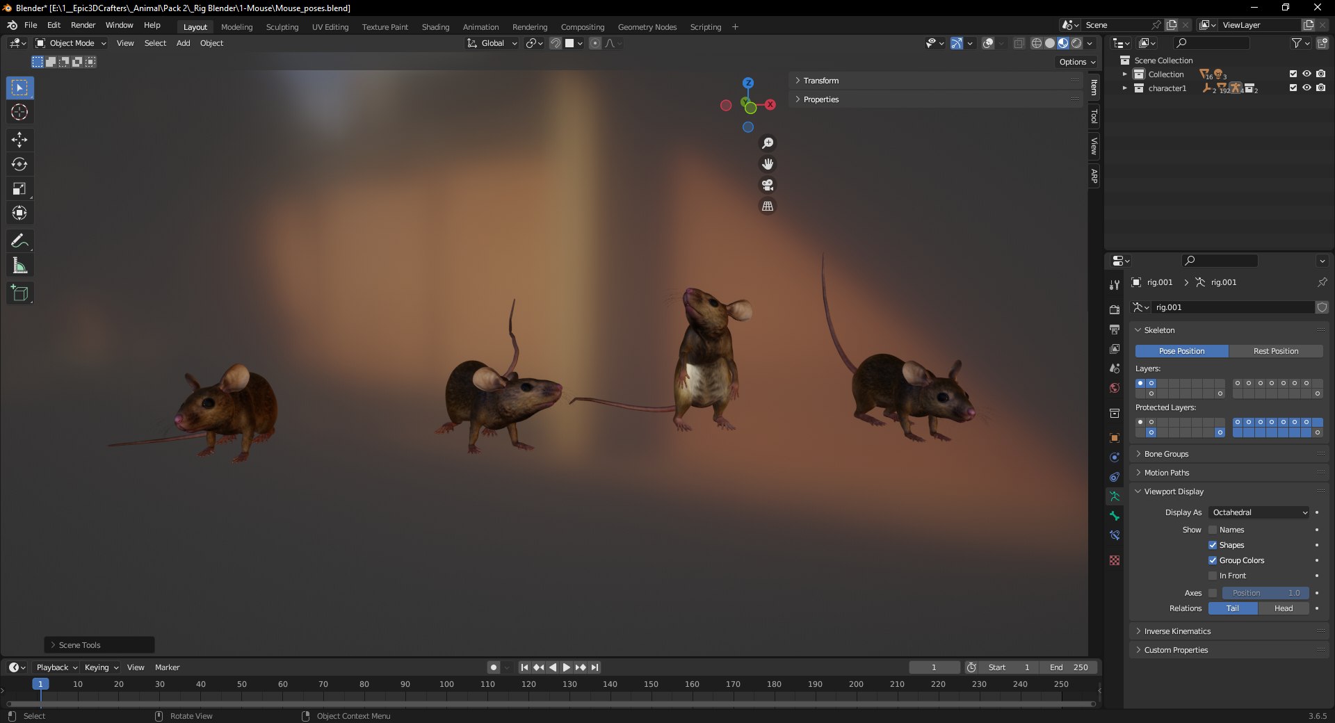 City Scavengers Realistic Rat Mouse 3D Models rigged multi color Low ...