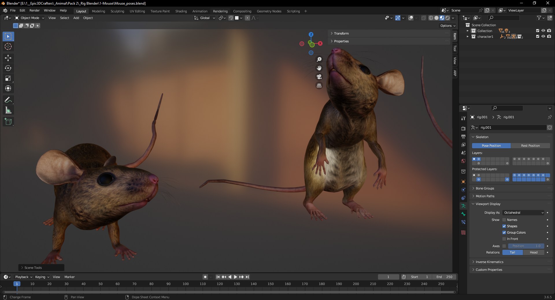 City Scavengers Realistic Rat Mouse 3D Models rigged multi color Low ...