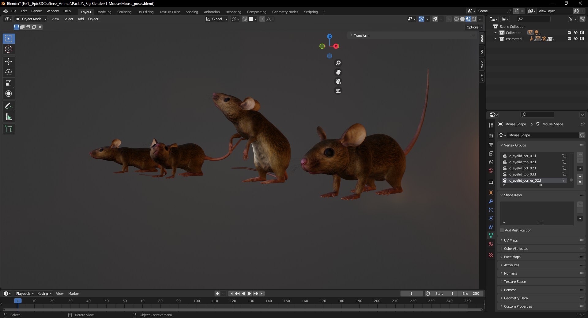 City Scavengers Realistic Rat Mouse 3D Models rigged multi color Low ...
