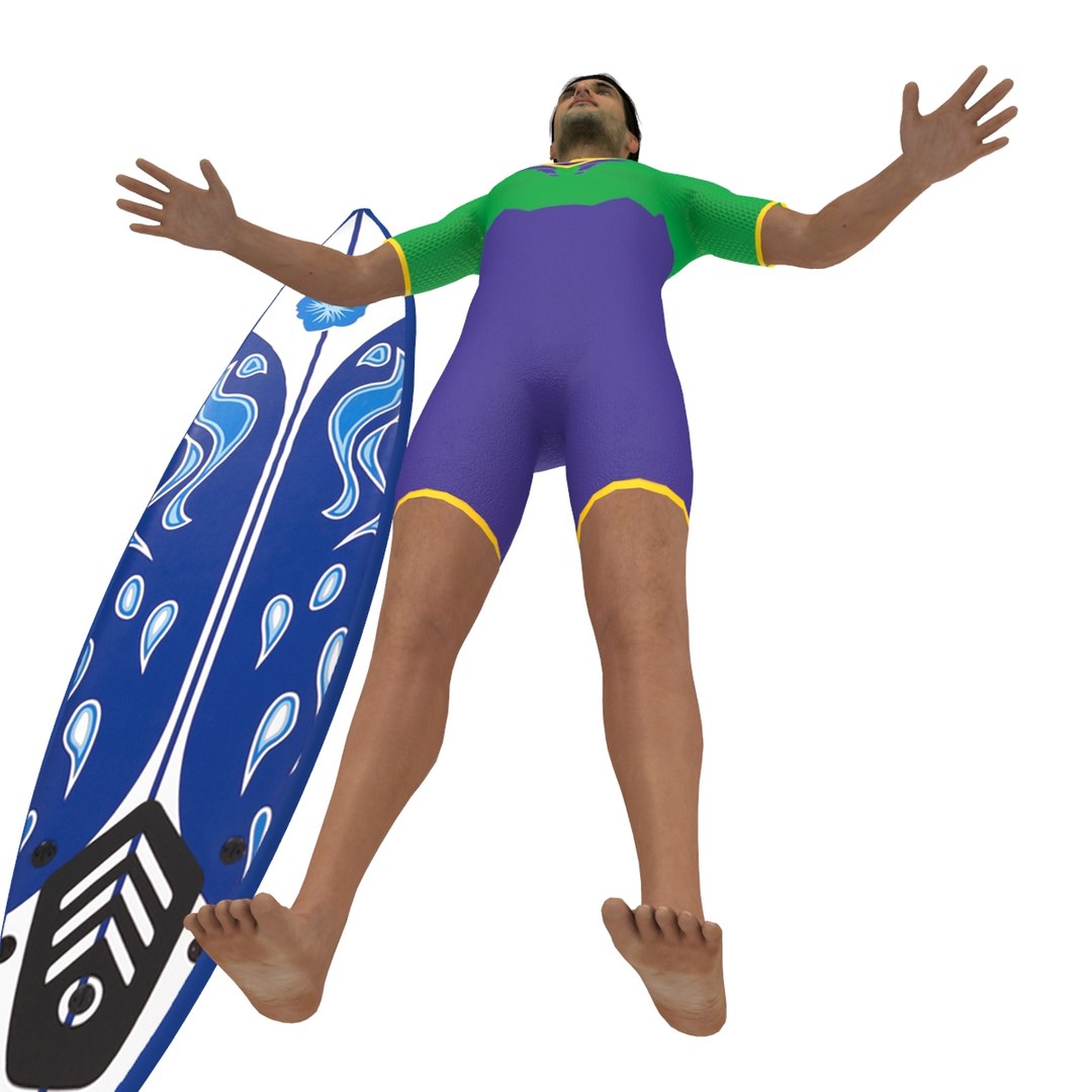 3D Surfer Surfing Man Model - TurboSquid 1282773