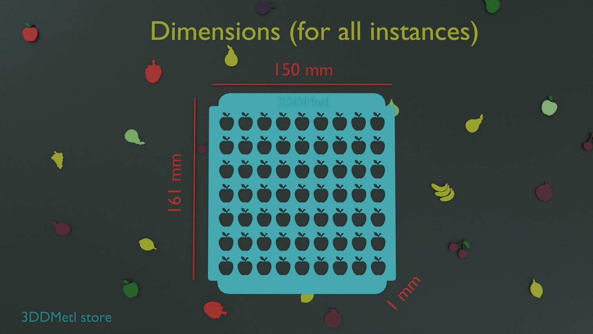 3D Sprinkle Stencil Fruits Design Set Of 10 Pieces - TurboSquid 2337800