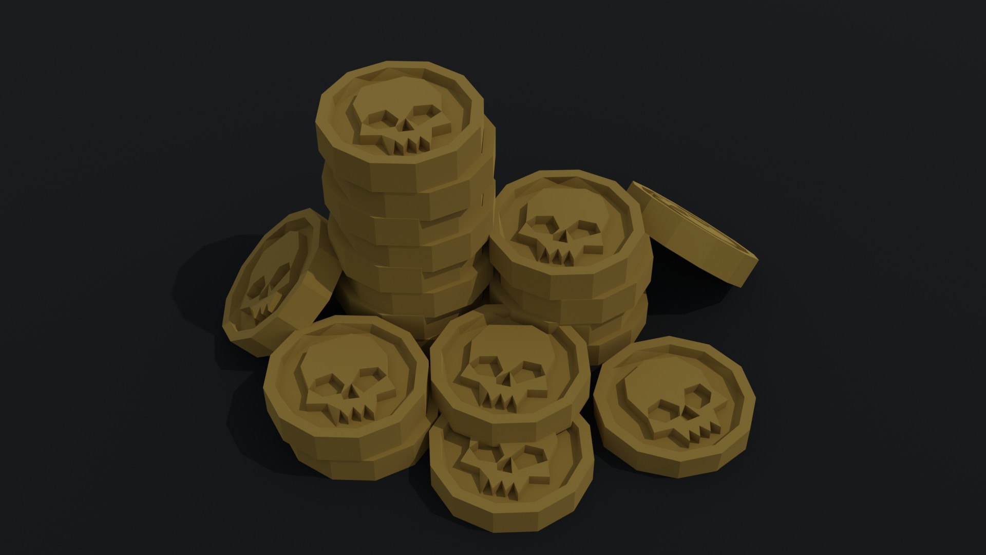 3D Low-poly Cartoon Skull Coin Polygonal - TurboSquid 1962070