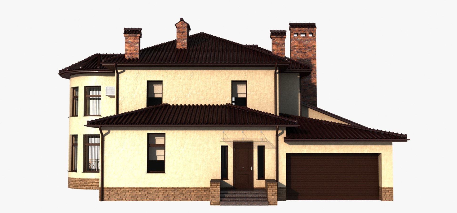 House Traditional Brown 3d Max