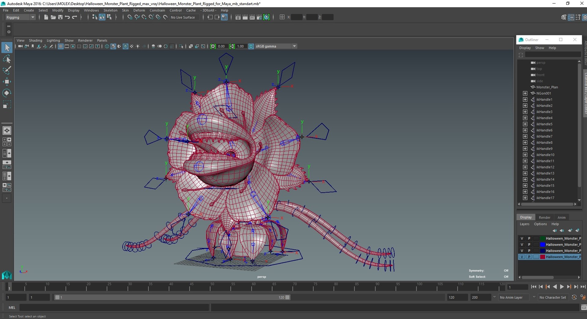 3D Halloween Monster Plant Rigged for Maya - TurboSquid 2049230