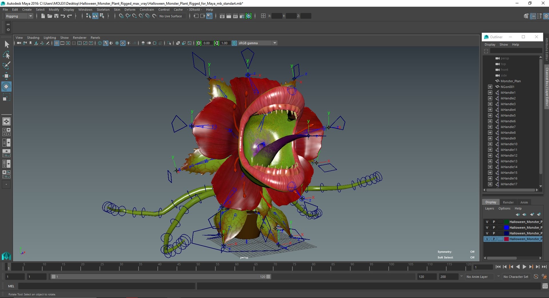 3D Halloween Monster Plant Rigged for Maya - TurboSquid 2049230