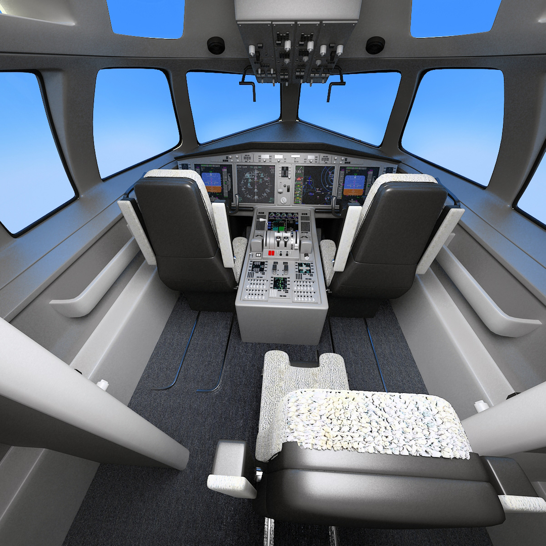 3d model aircraft cockpit scene