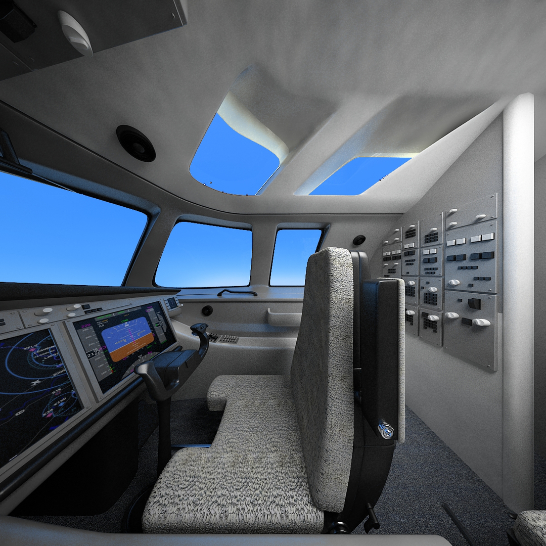 3d model aircraft cockpit scene