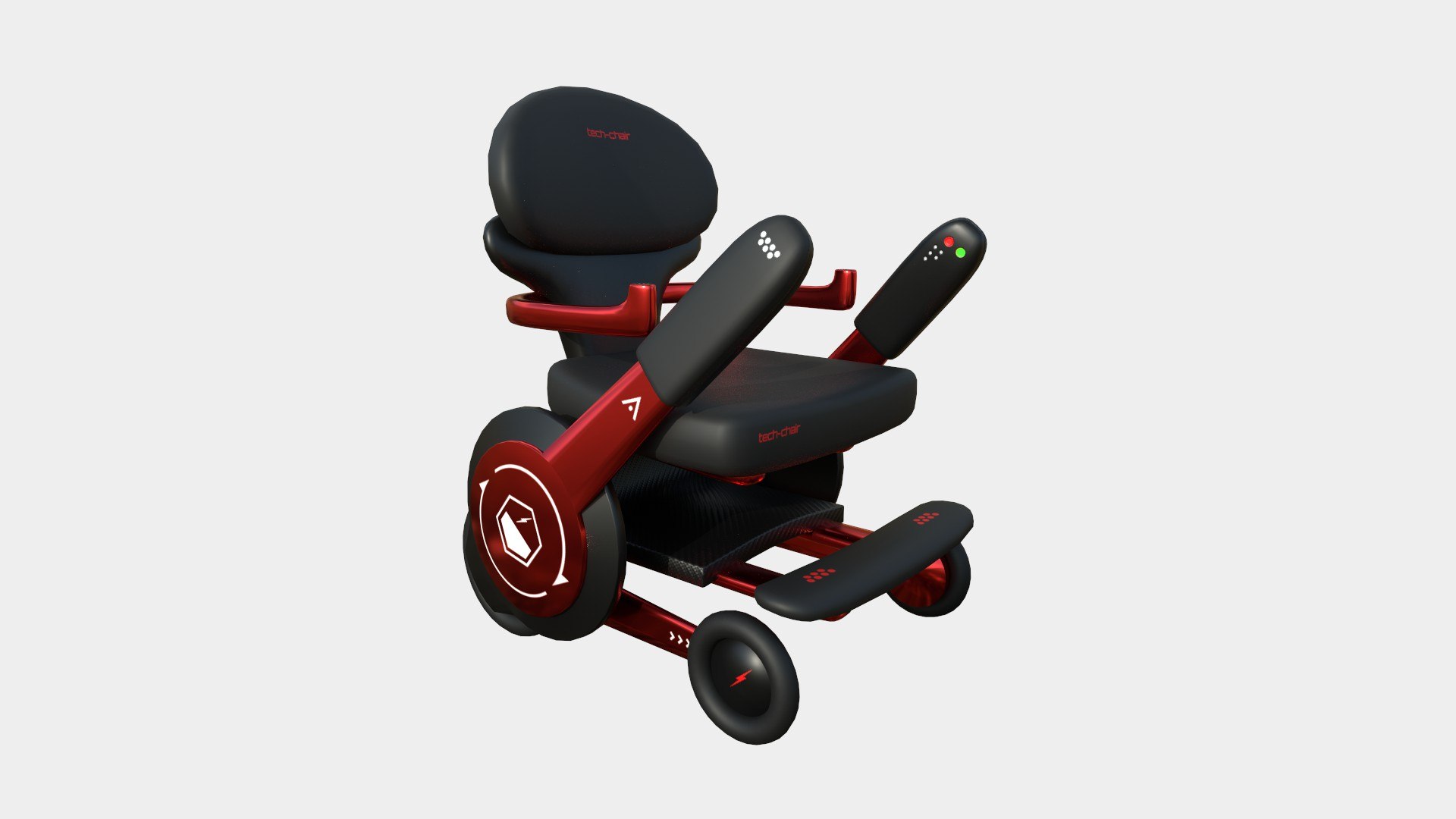 Tech Wheelchair B07 Black Red - Disability Character Design 3D Model ...
