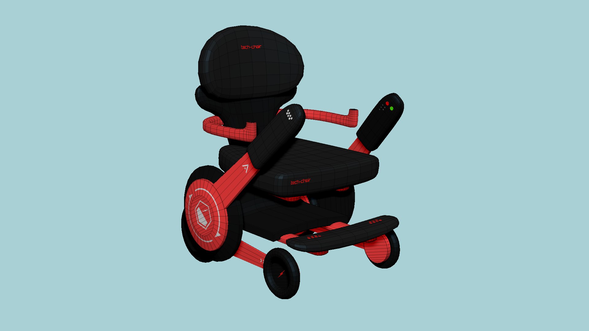 Tech Wheelchair B07 Black Red - Disability Character Design 3D Model ...