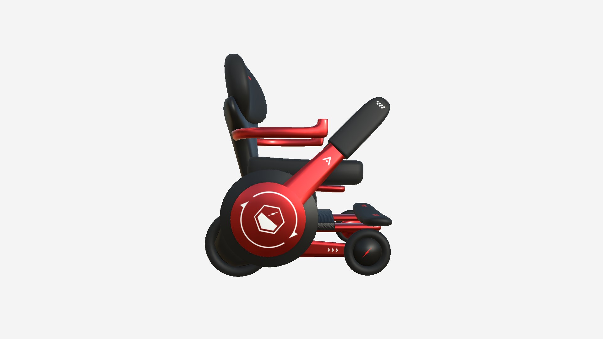 Tech Wheelchair B07 Black Red - Disability Character Design 3D Model ...