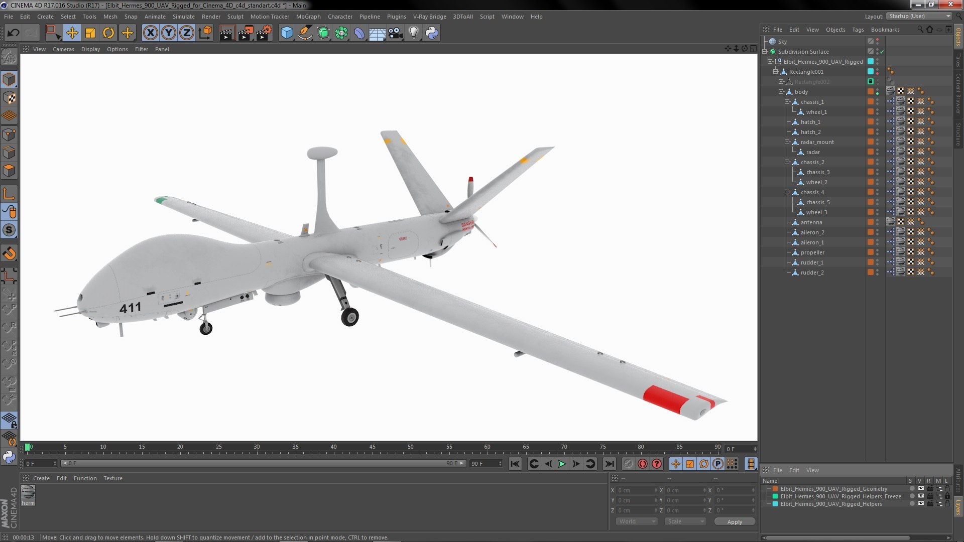 3D Elbit Hermes 900 UAV Rigged for Cinema 4D model - TurboSquid 2049224