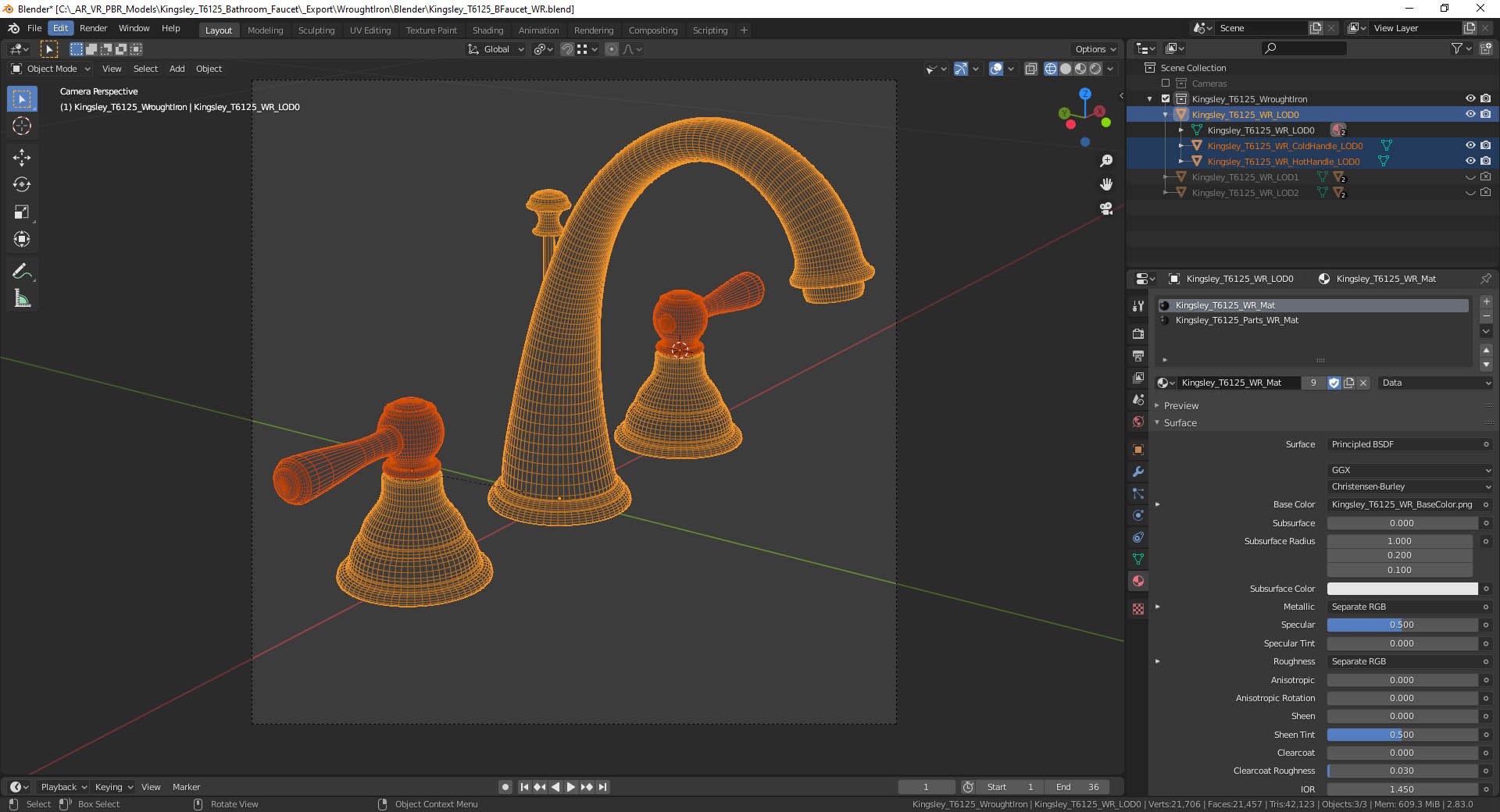 3D Model Moen Kingsley T6125 Two-handle - TurboSquid 1574826