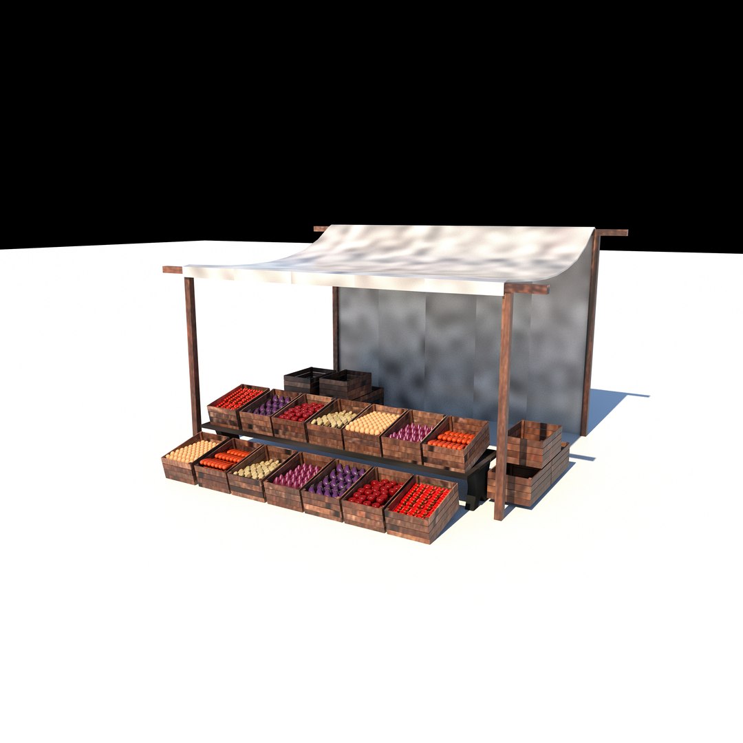 3D Market Stall Low-poly 3D Model - TurboSquid 2344837