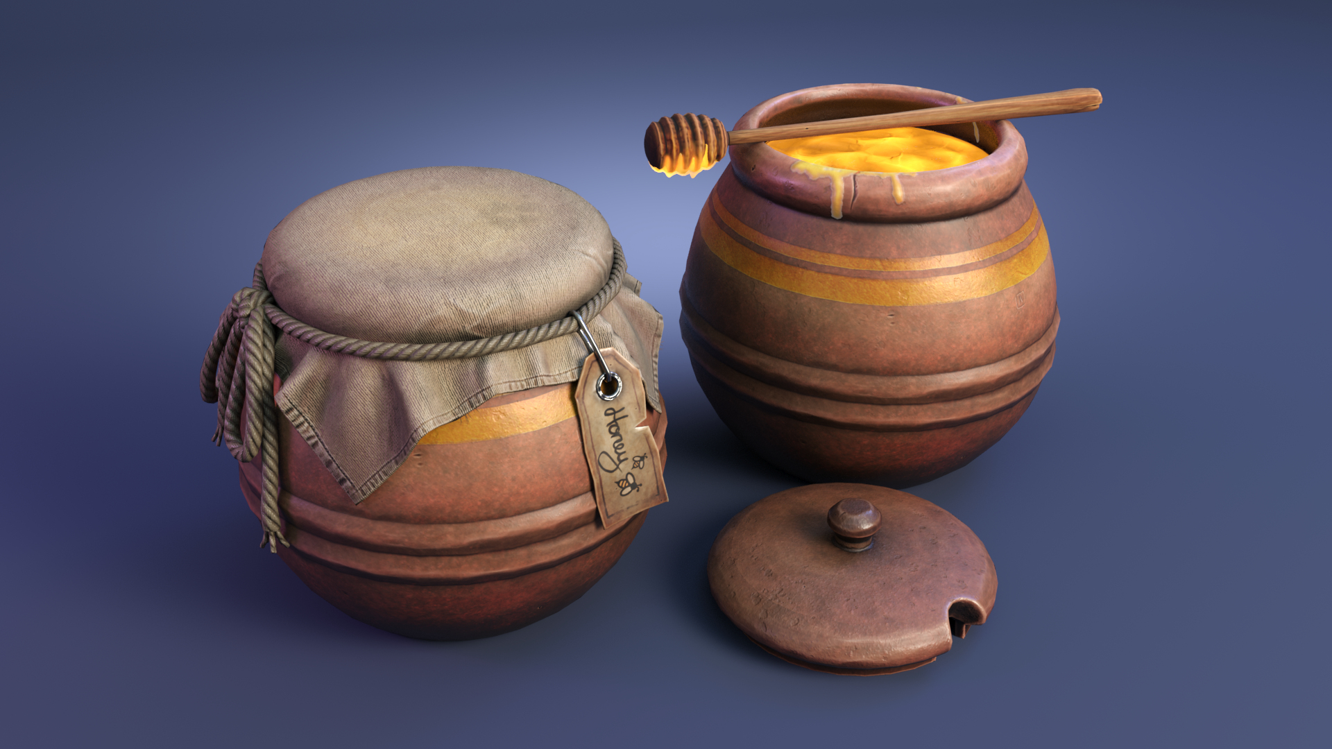 3D Stylized Honey Pots - TurboSquid 1882391