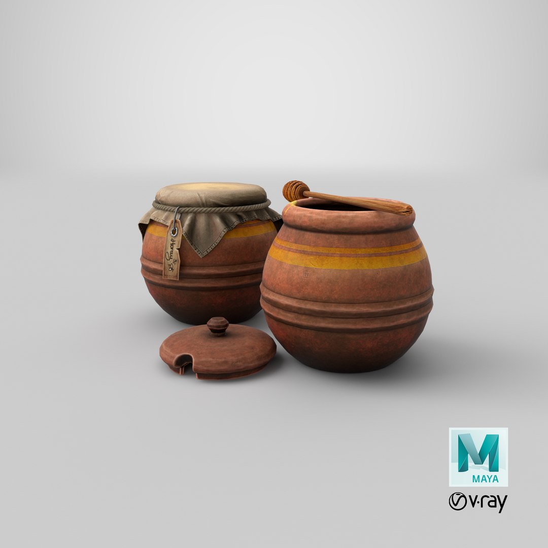 3D Stylized Honey Pots - TurboSquid 1882391