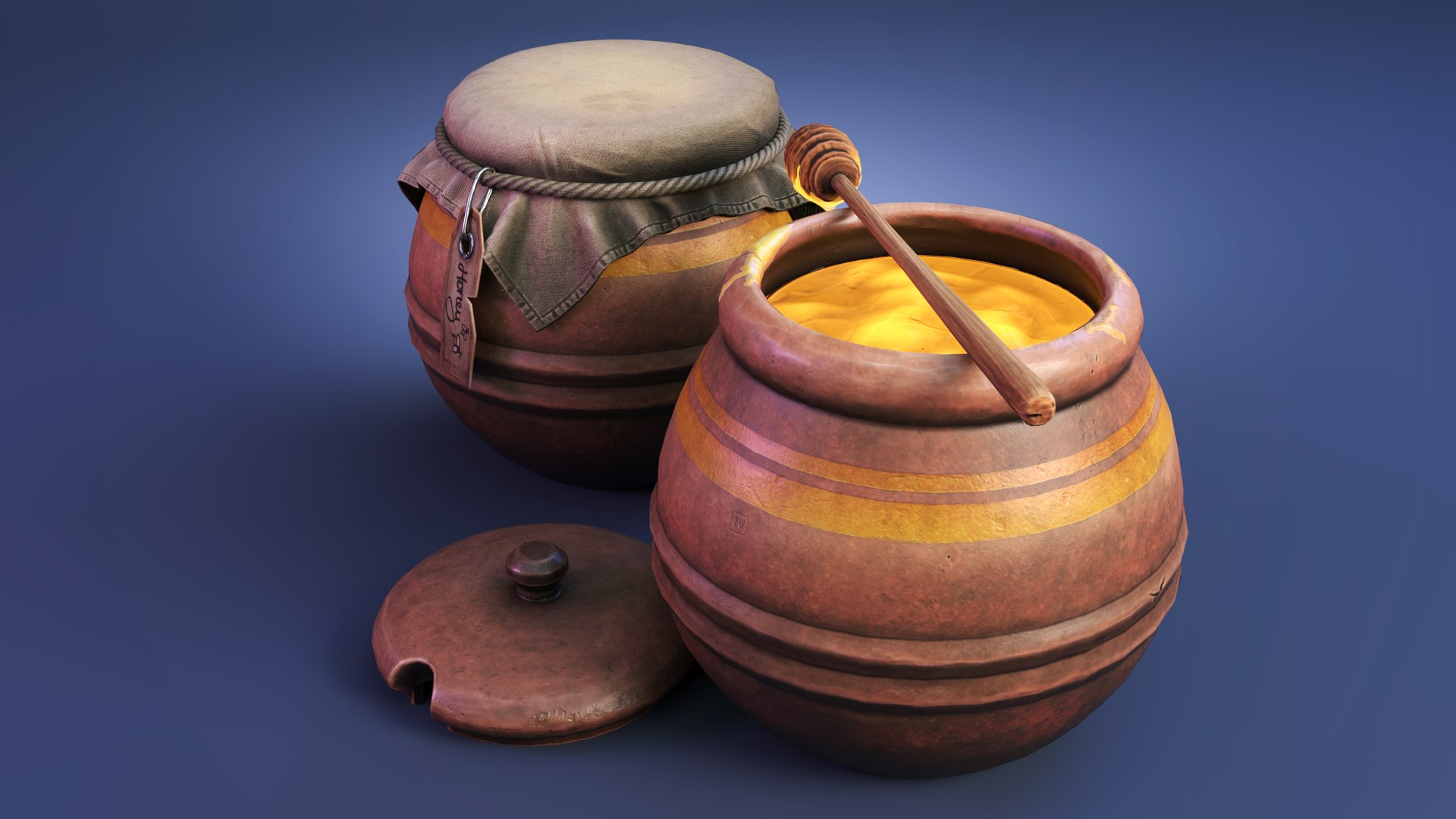 3D Stylized Honey Pots - TurboSquid 1882391