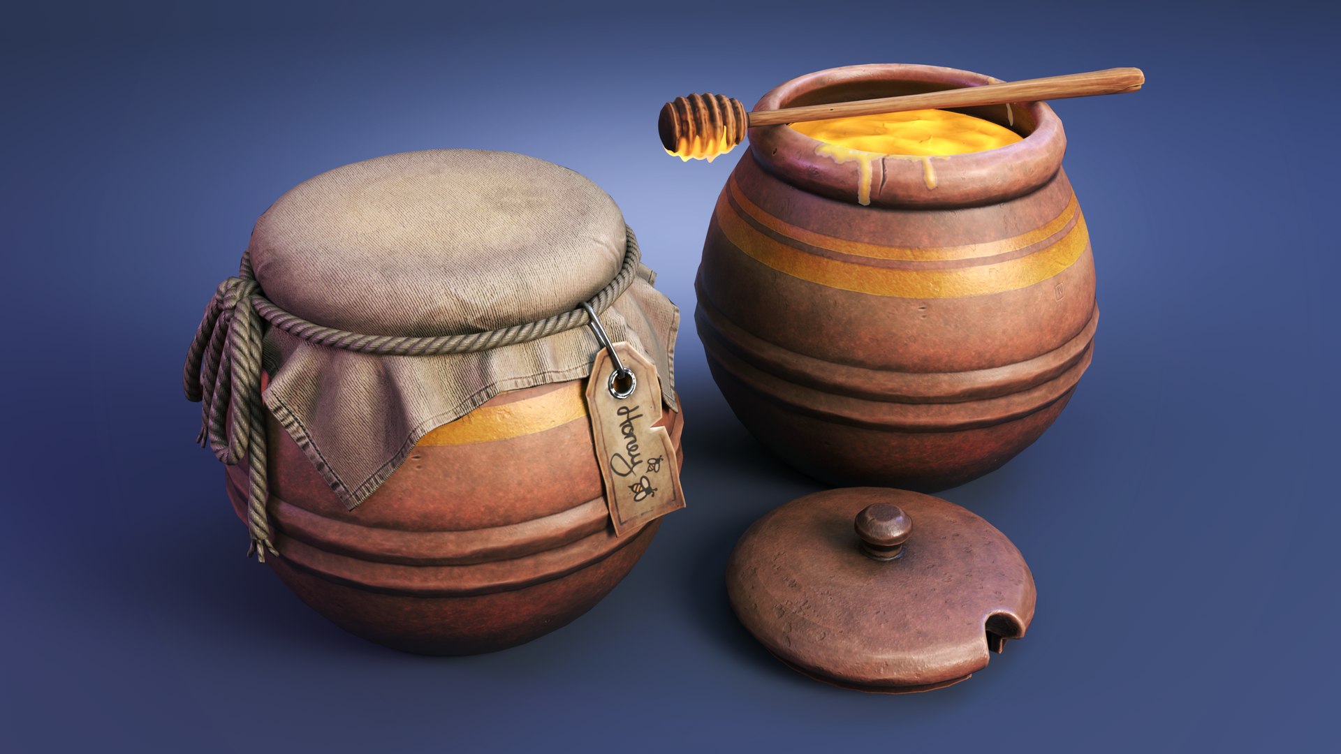 3D Stylized Honey Pots - TurboSquid 1882391