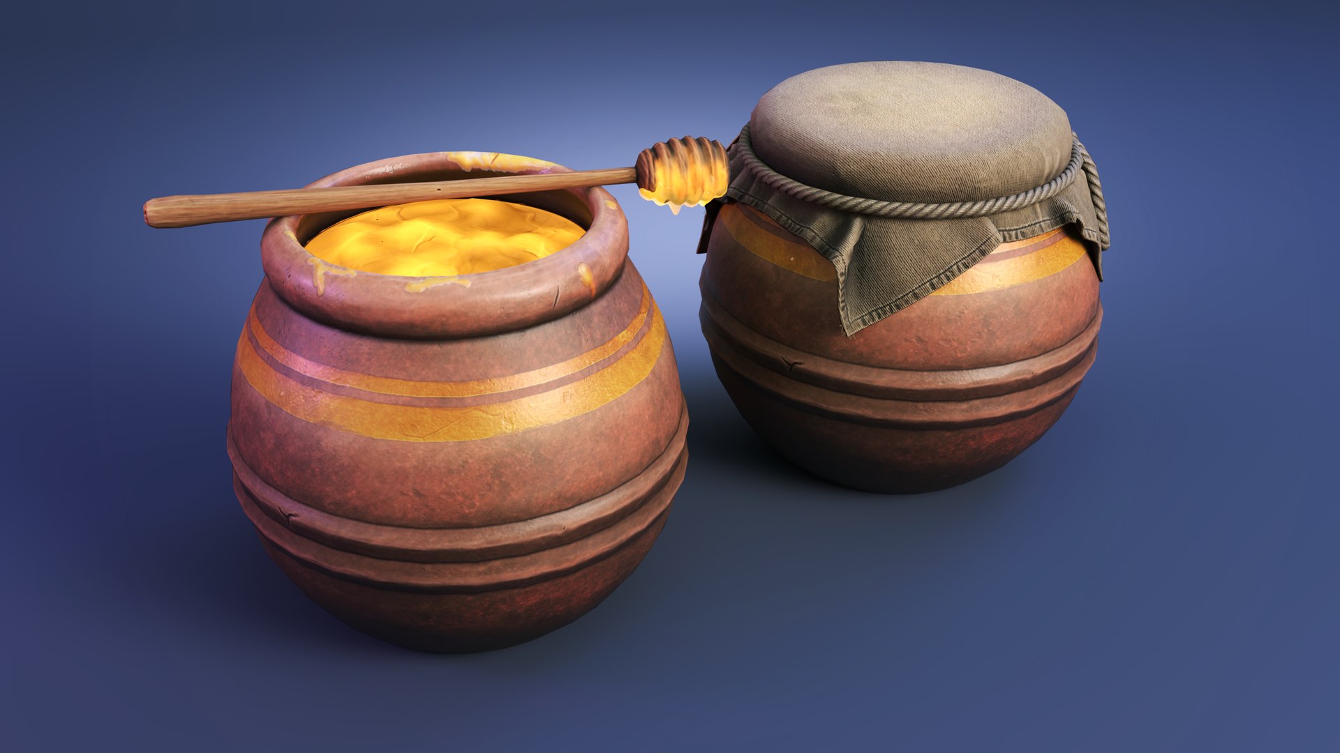 3D Stylized Honey Pots - TurboSquid 1882391