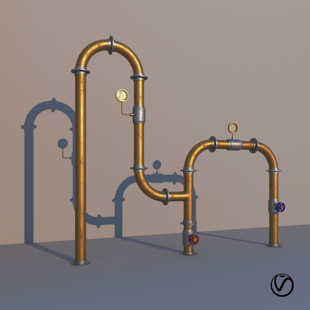 3D Interior Brass Pipes Vintage - TurboSquid 1982024