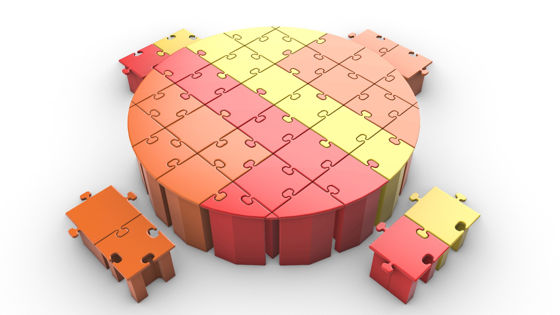 Puzzle Round Furniture 3D Model - TurboSquid 2187322