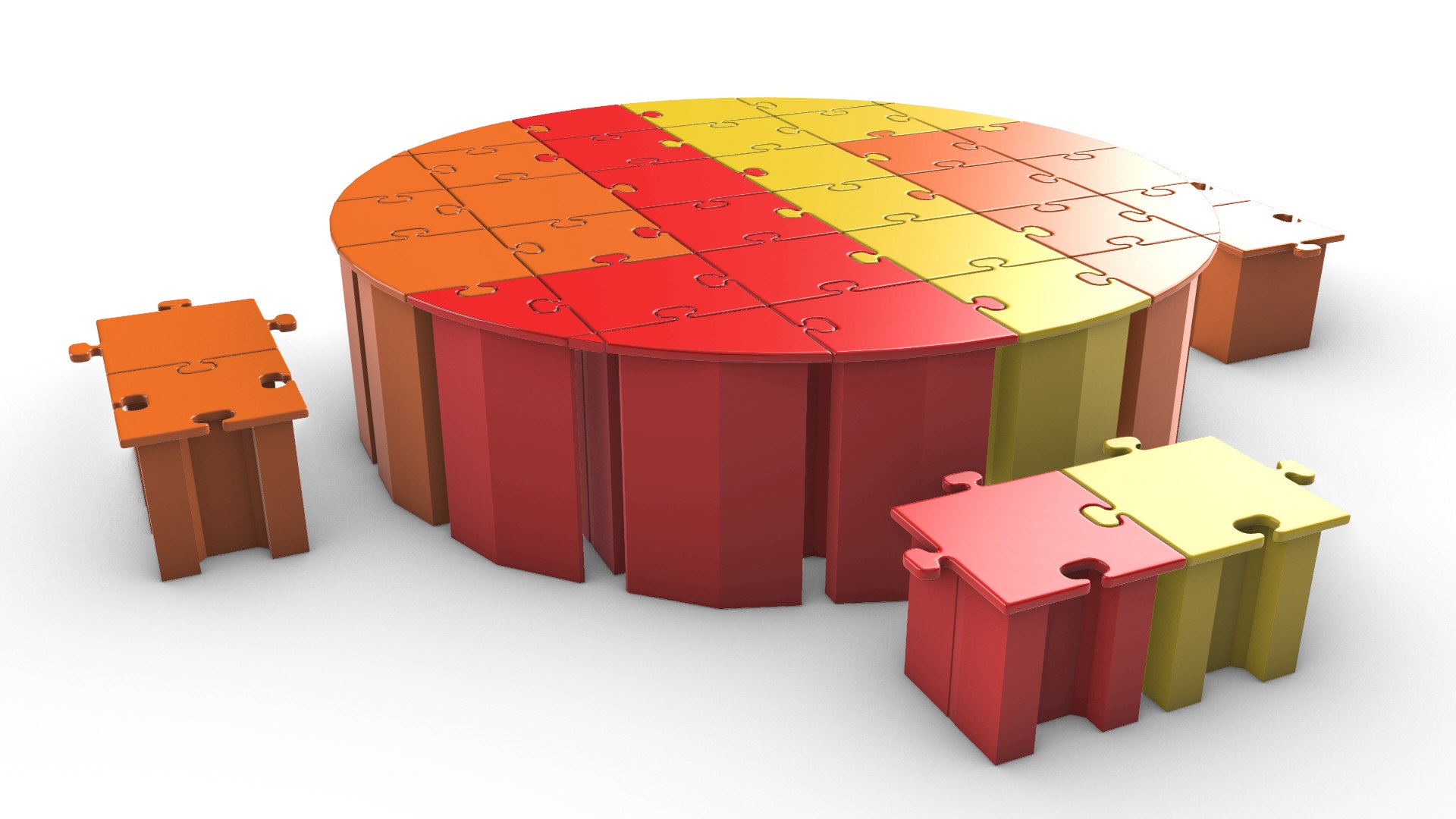 Puzzle Round Furniture 3D Model - TurboSquid 2187322