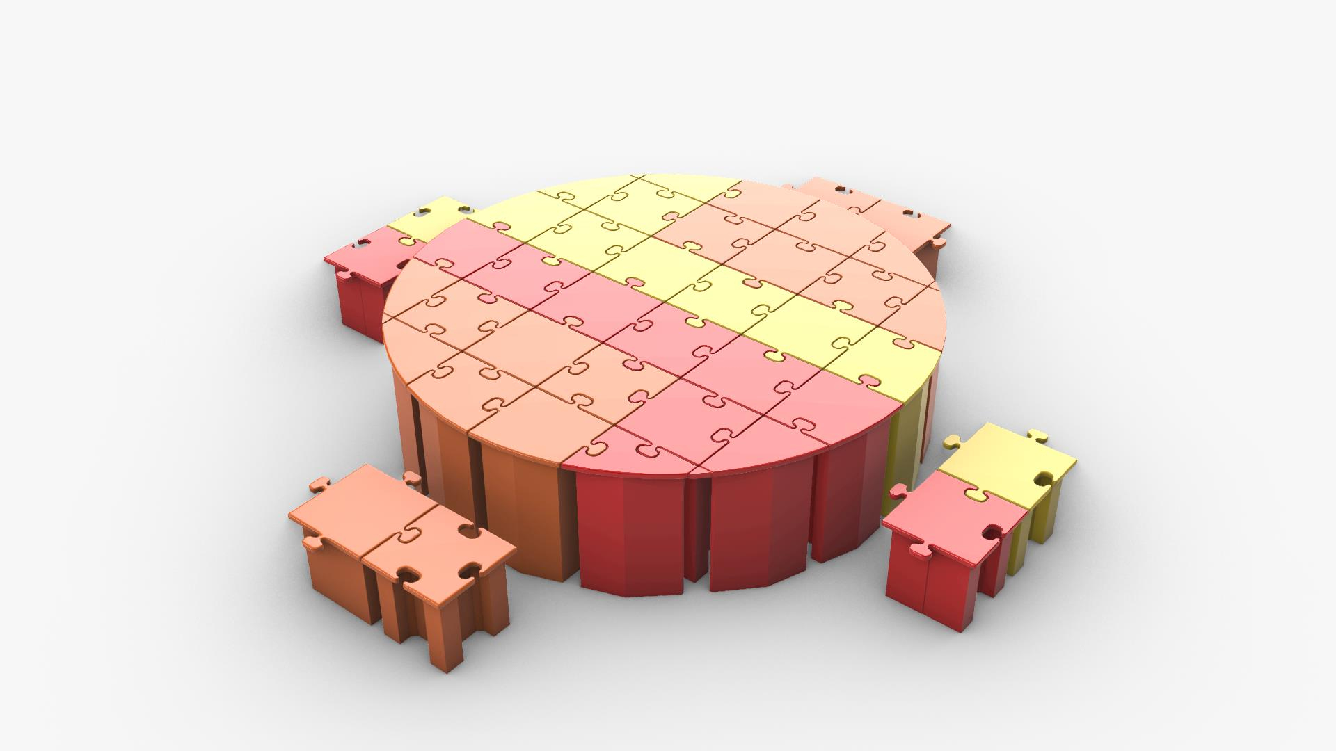 Puzzle Round Furniture 3D Model - TurboSquid 2187322