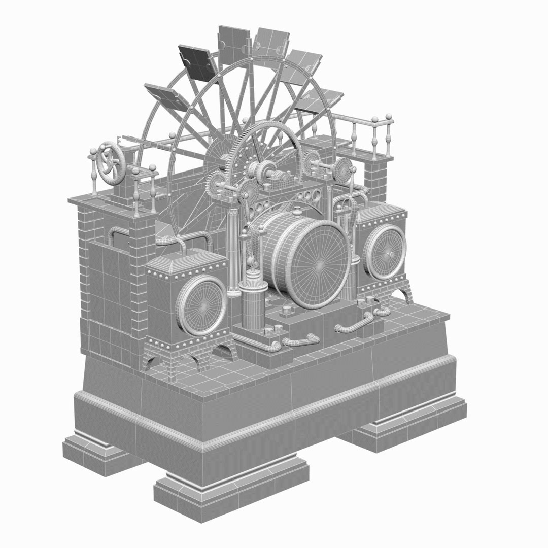 3D Industrial Water Wheel Clock - TurboSquid 1581509