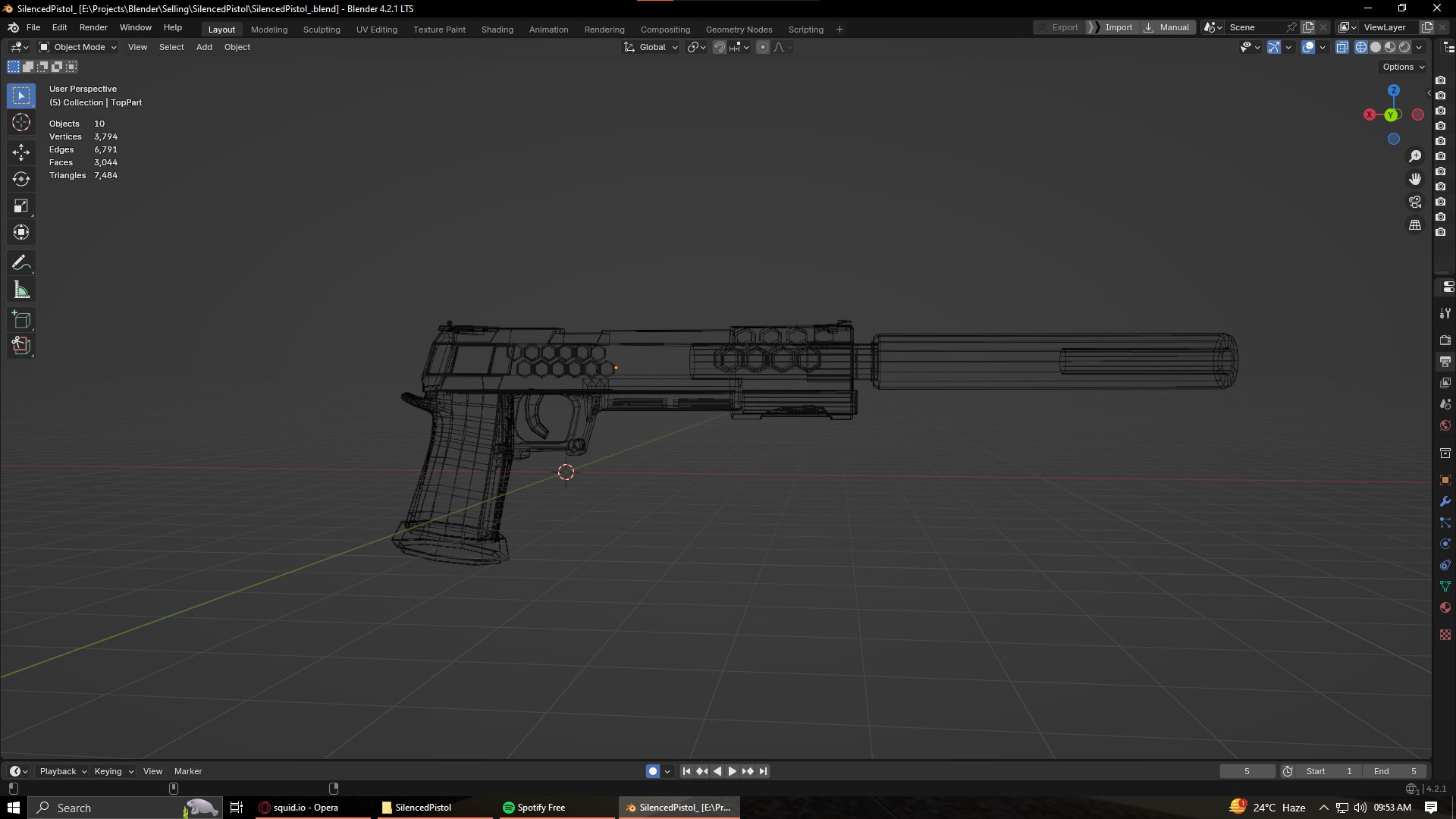 Silenced Pistol - Low Poly 3D Model - TurboSquid 2309851