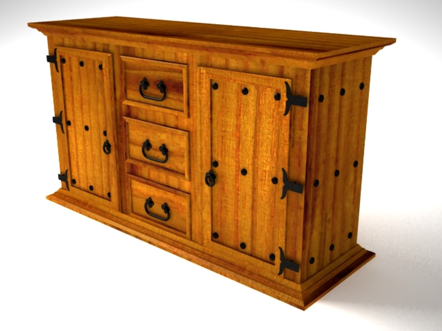 rustic aparador furniture 3d model