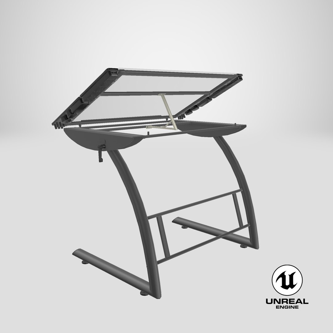 Tiltable glass drawing table 3D - TurboSquid 1625197