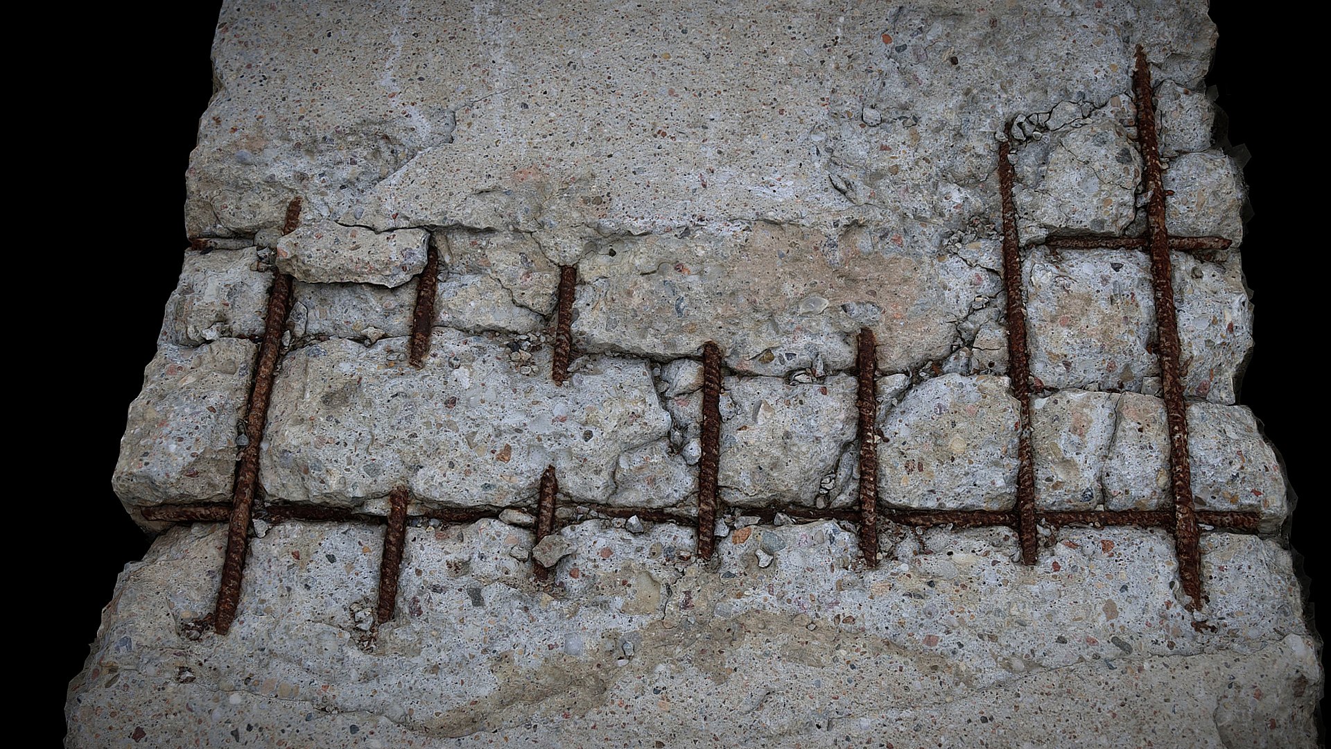 3D Destroyed Wall Concrete Debris Metal Rods Photogrammetry ...