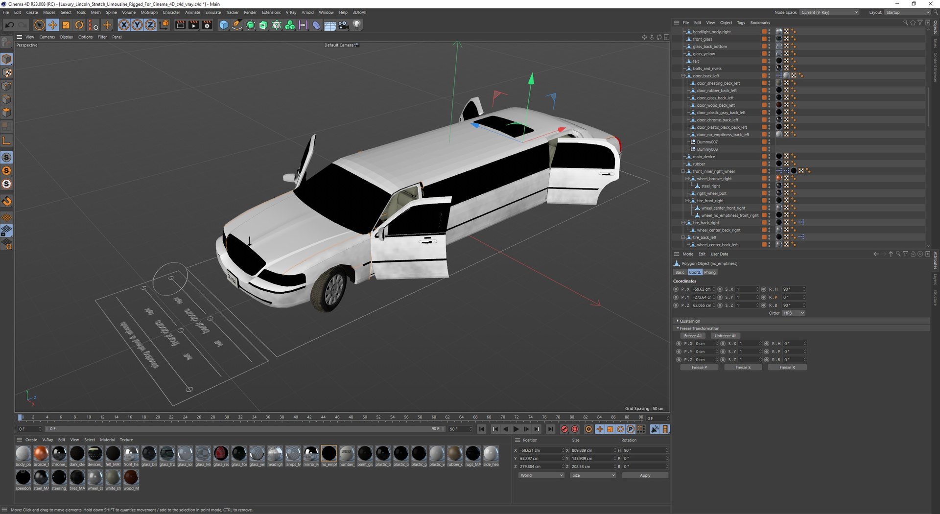 Luxury Lincoln Stretch Limousine Rigged For Cinema 4D 3D Model ...