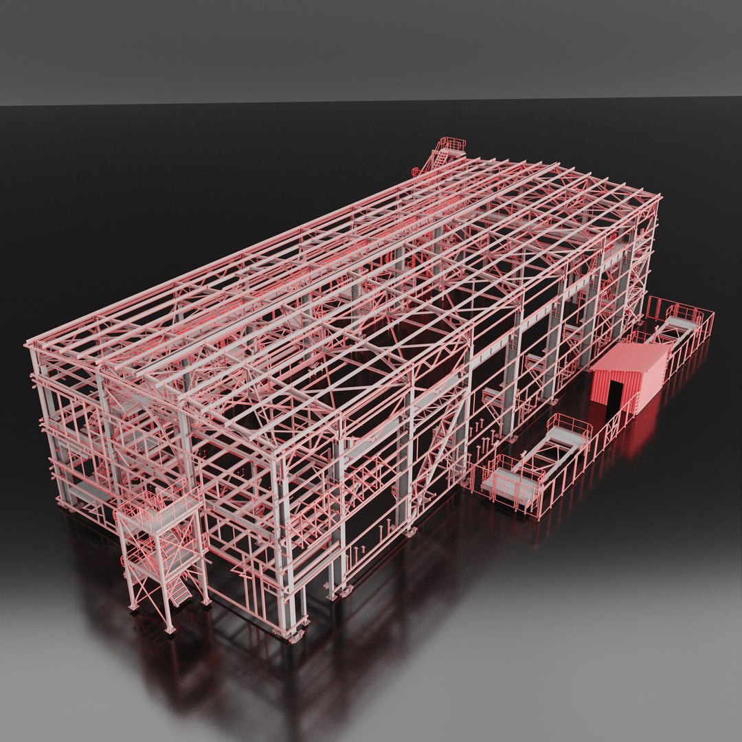 3D Industrial Metal Building Model - TurboSquid 2244686