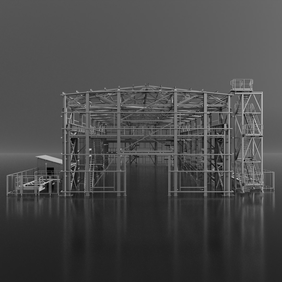 3D Industrial Metal Building Model - TurboSquid 2244686