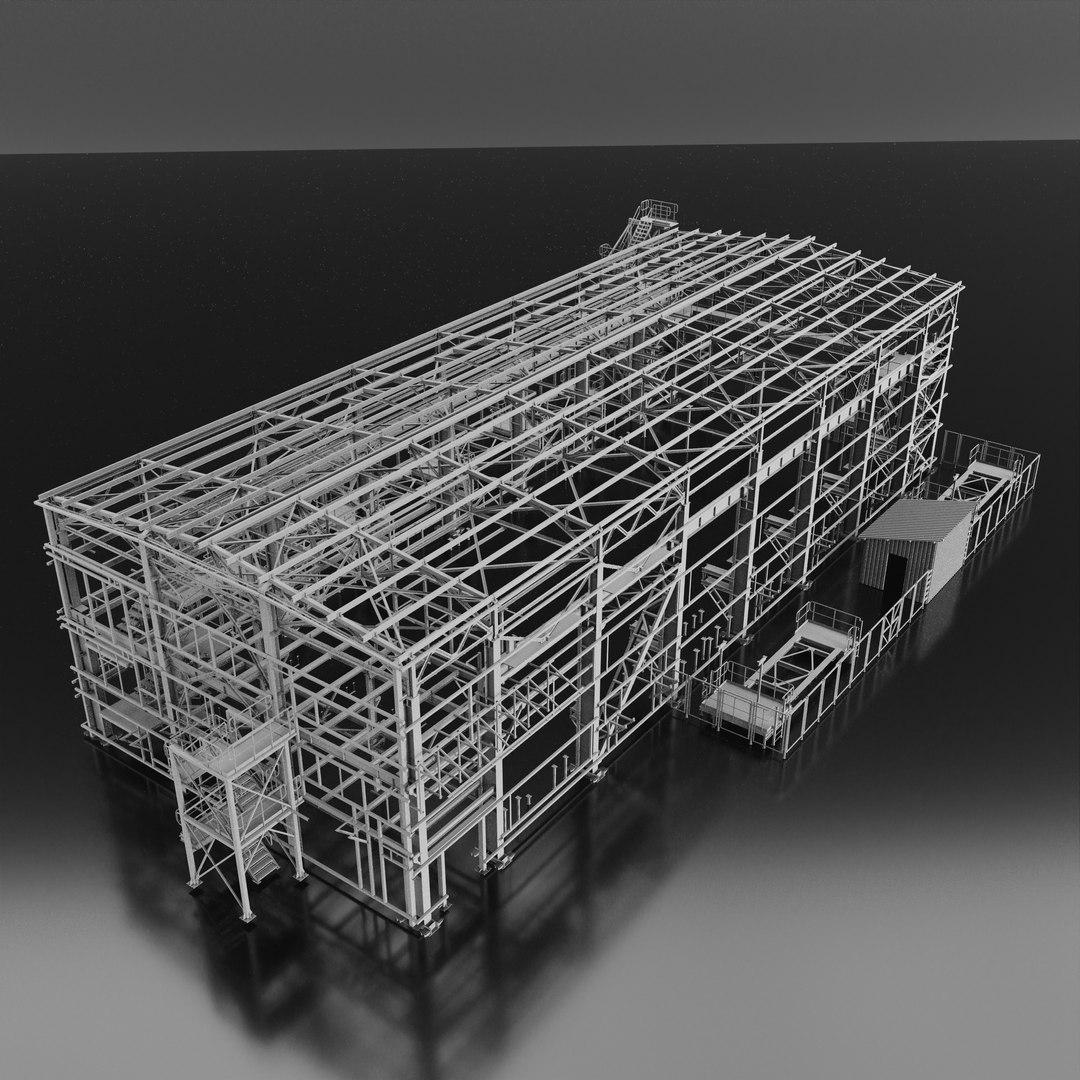 3D Industrial Metal Building Model - TurboSquid 2244686